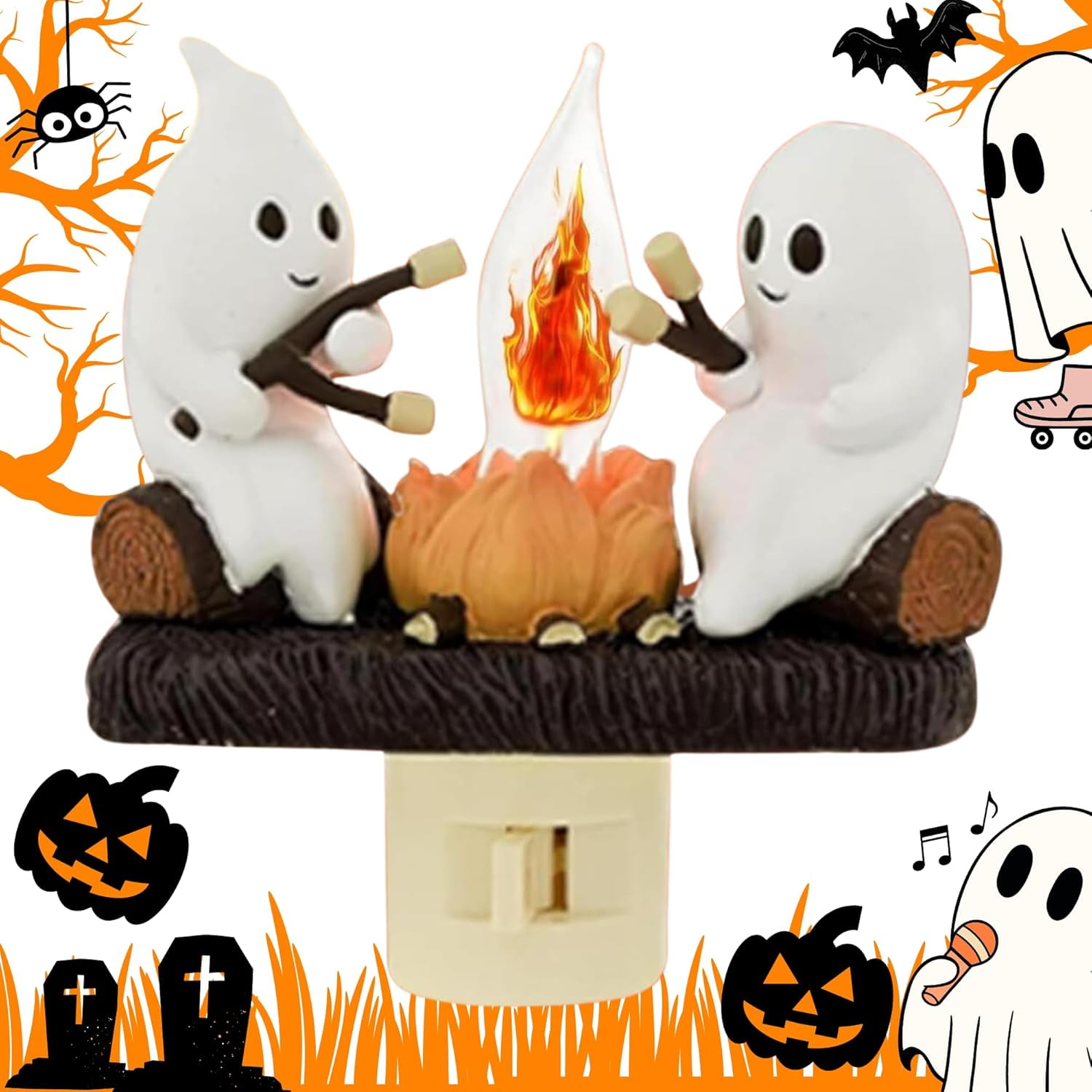 Ghost Campfire Flickering Night Light,Ghost Roasting S'Mores at ...