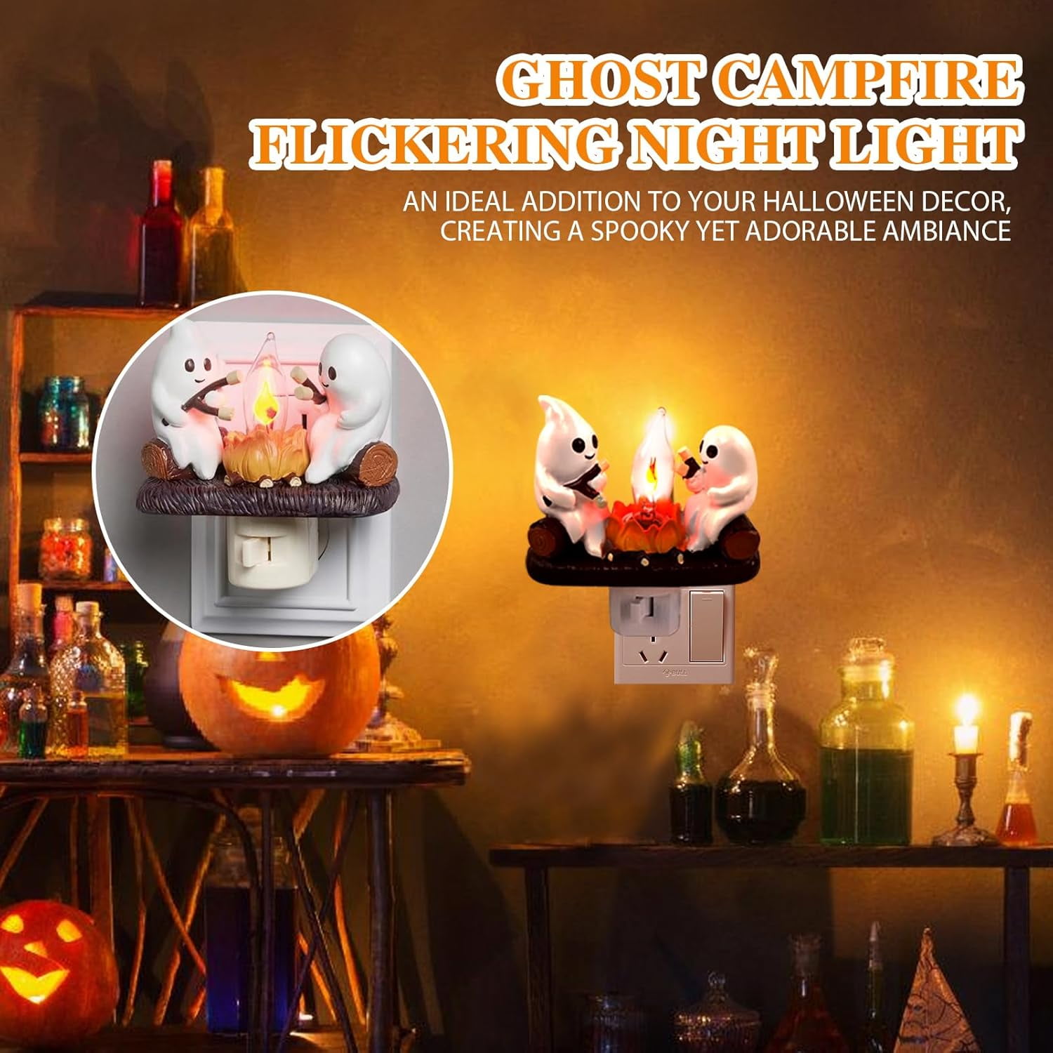 Ghost Campfire Flickering Night Light, Spooky Fire Marshmallow Night ...