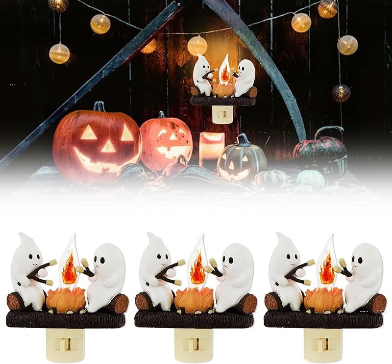 Ghost Campfire Flickering Nightlight-2024 Ghost Roasting S'mores At ...