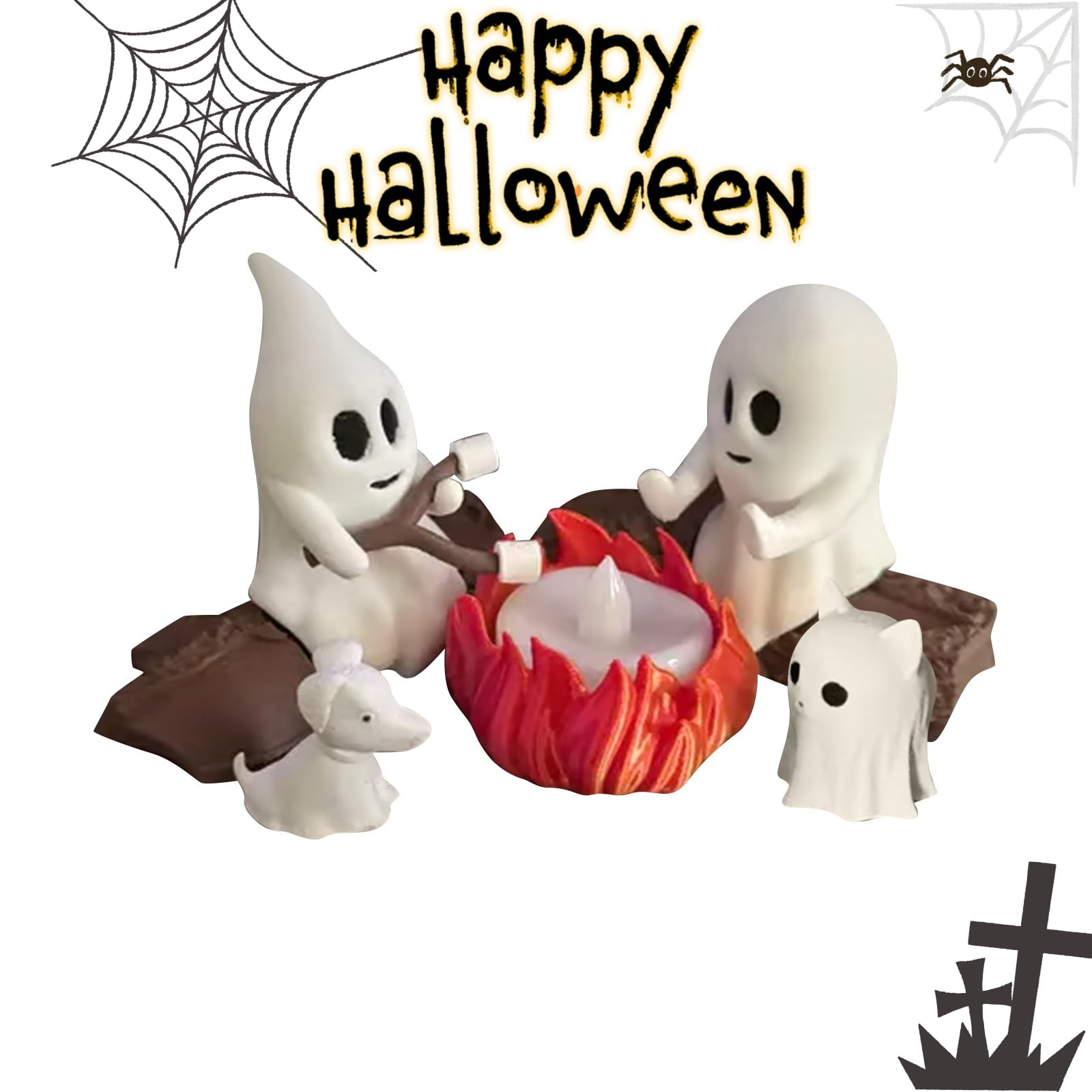 Ghost Campfire Flickering Nightlight, Ghost Roasting S'mores At ...