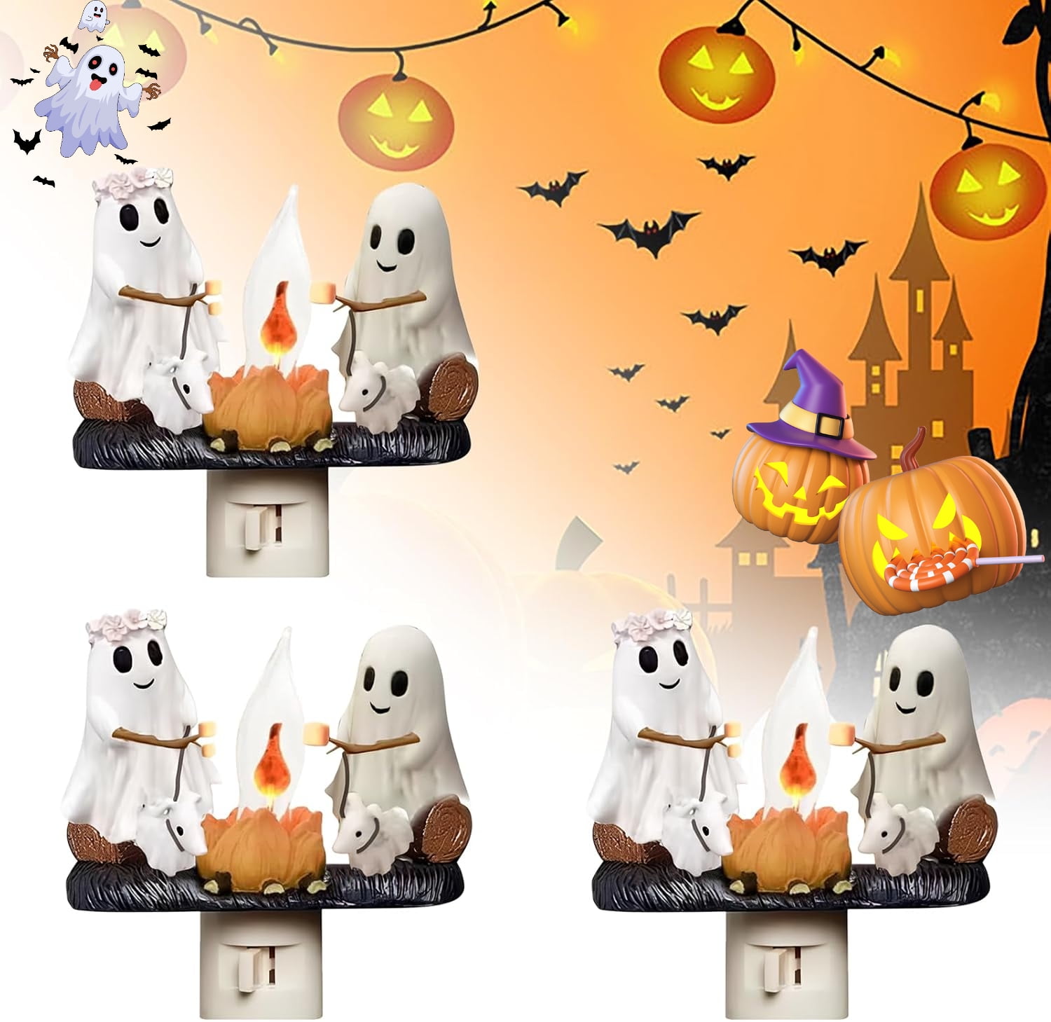 Ghost Campfire Flickering Nightlight,Ghost Roasting S'mores At Campfire ...
