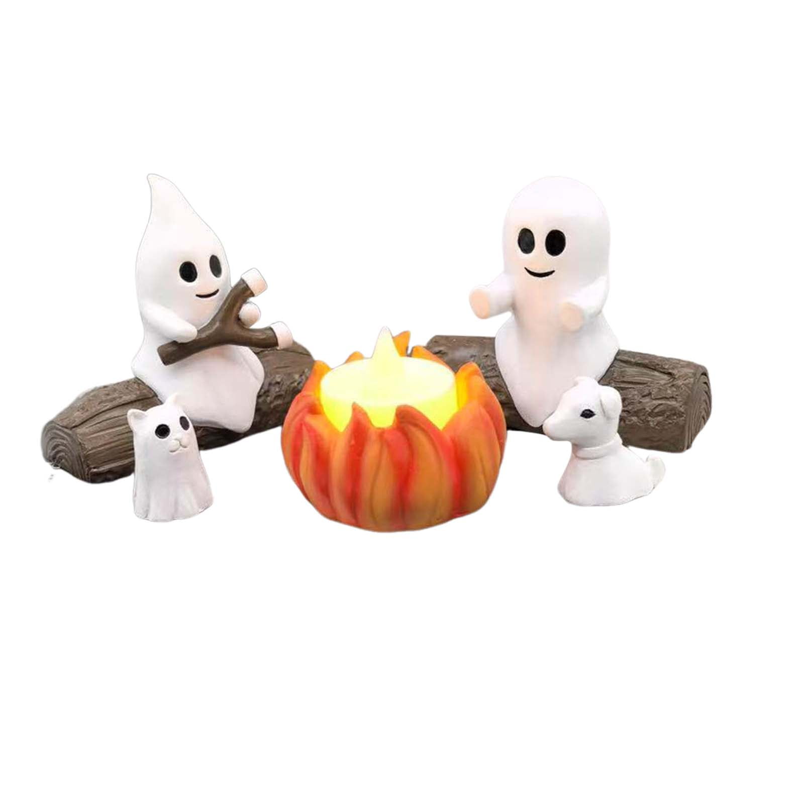 Ghost Campfire Gathering,2025 Ghost Campfire Flickering Nightlight,2 Ghosts Roasting ...