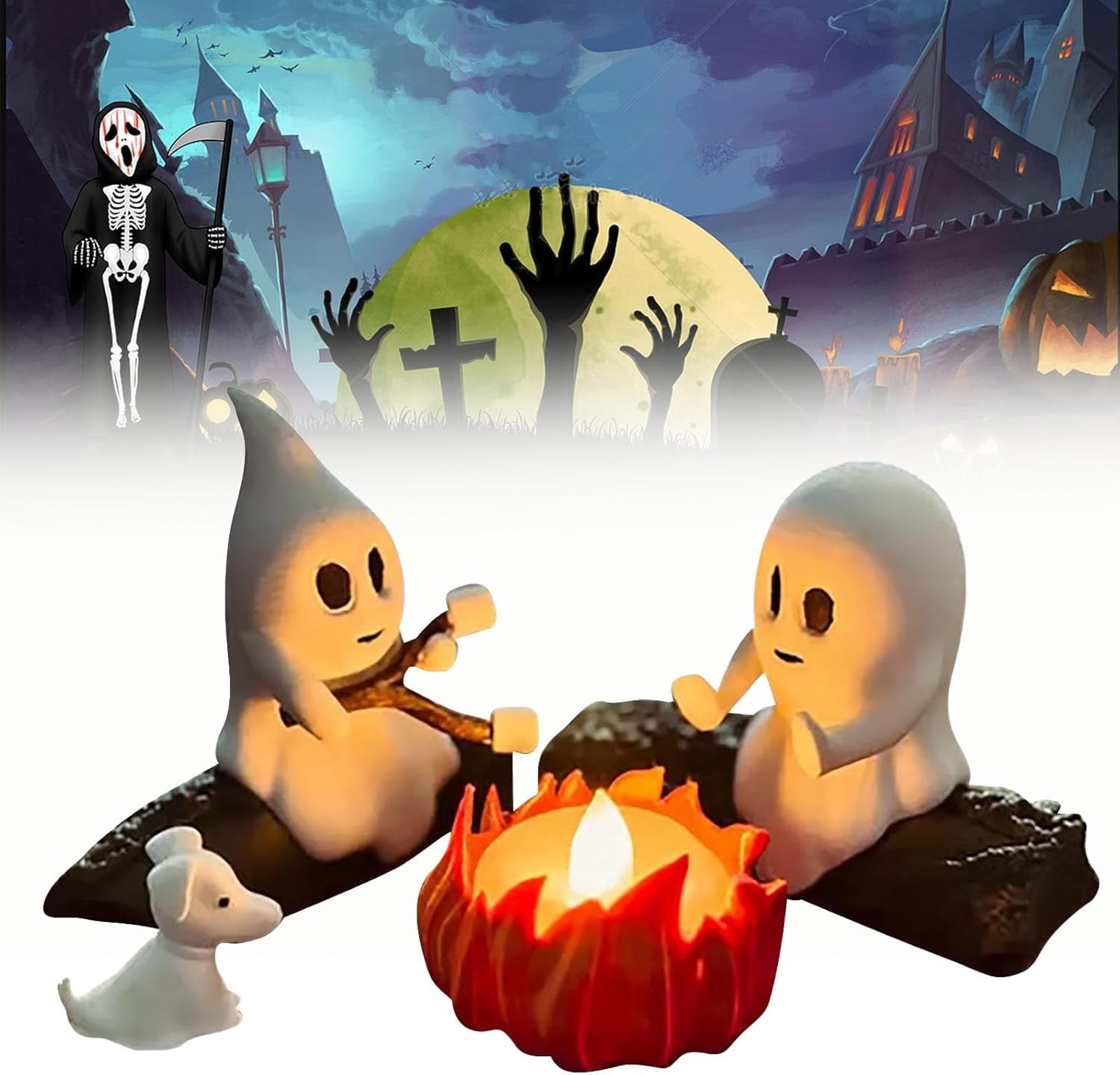 Ghost Campfire Gathering,2025 Ghost Campfire Flickering Nightlight,-2 ...