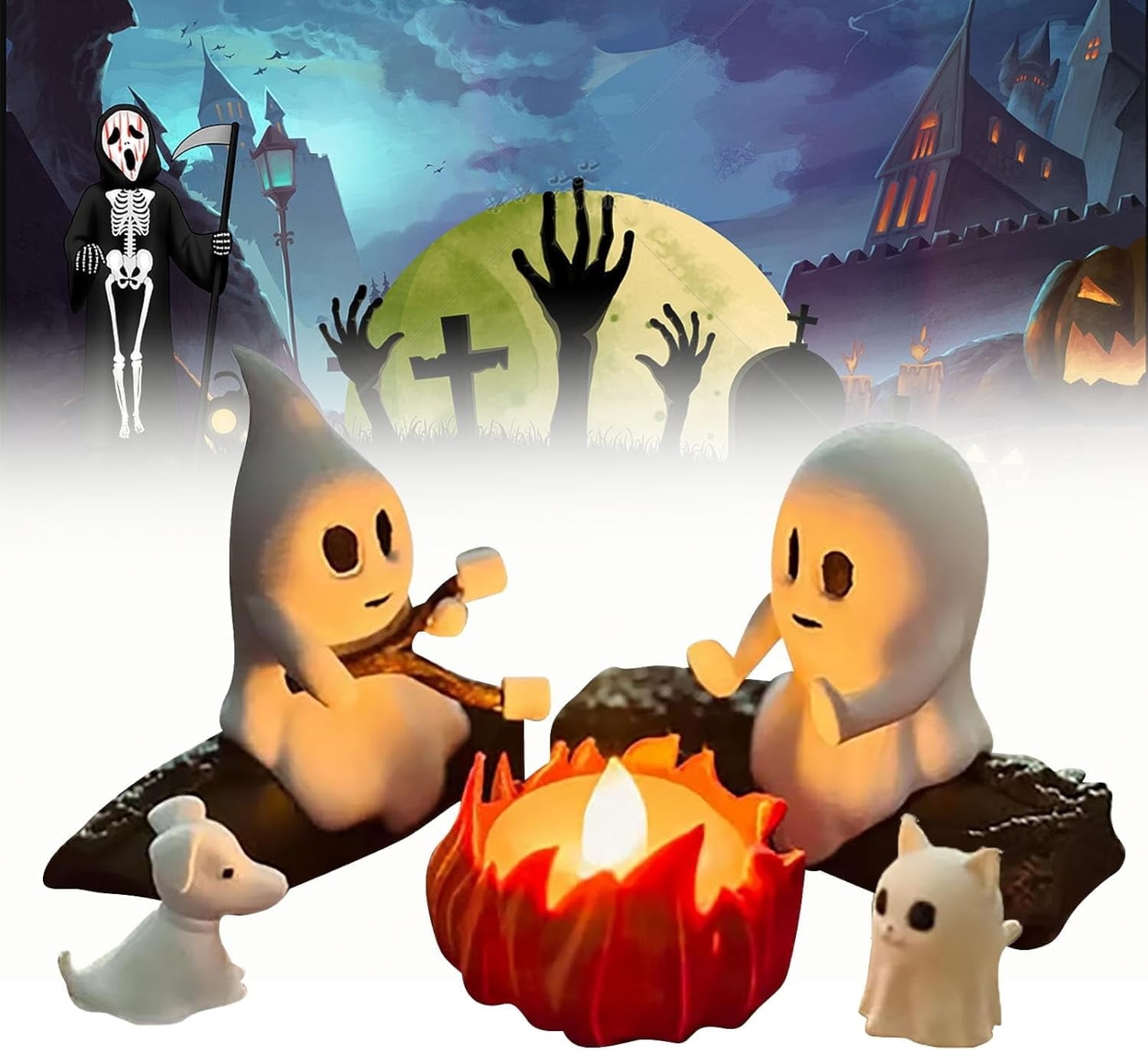 Ghost Campfire Gathering,2025 Ghost Campfire Flickering Nightlight,-2 ...