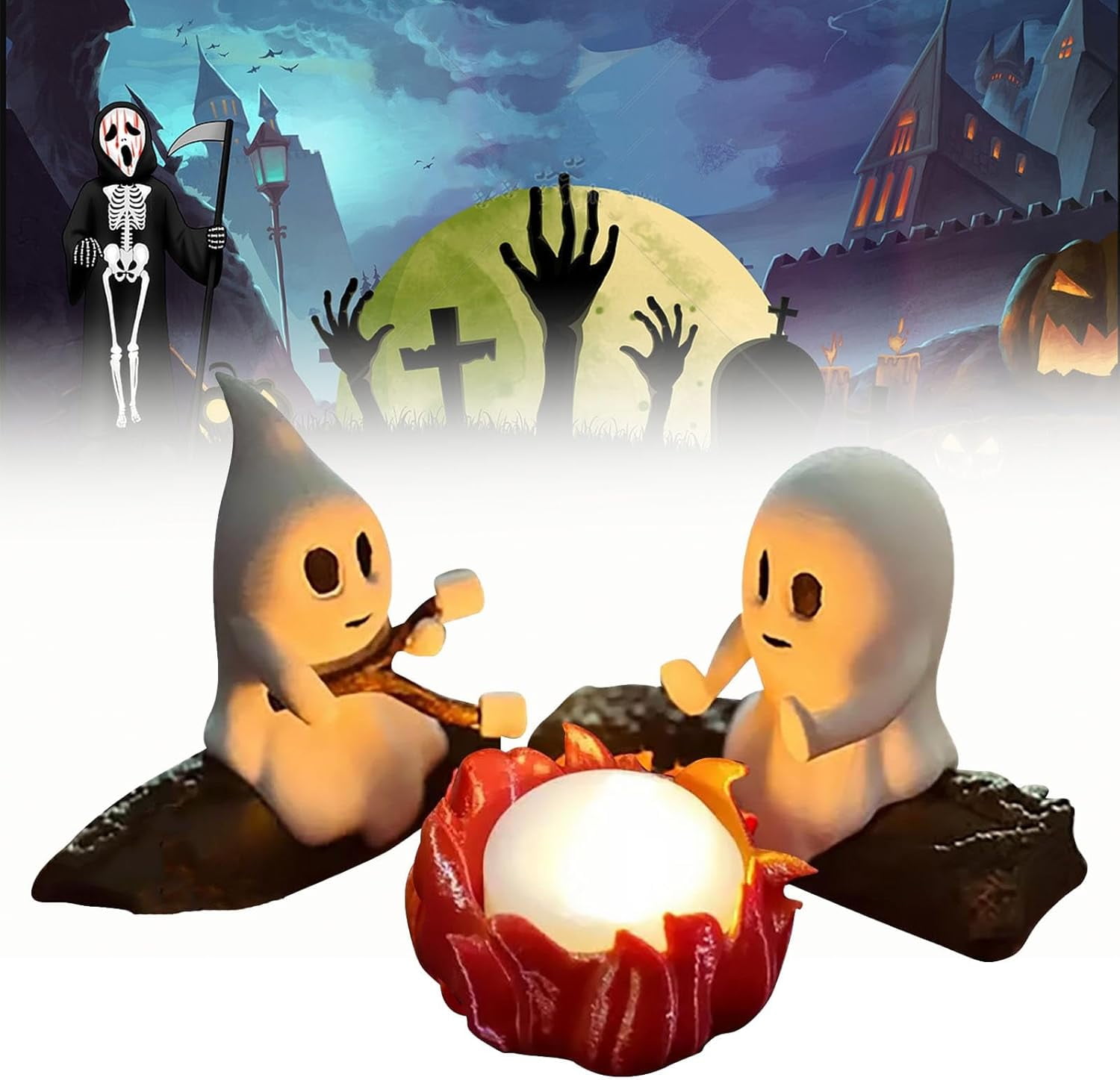 Ghost Campfire Gathering,2025 Ghost Campfire Flickering Nightlight,-2 ...