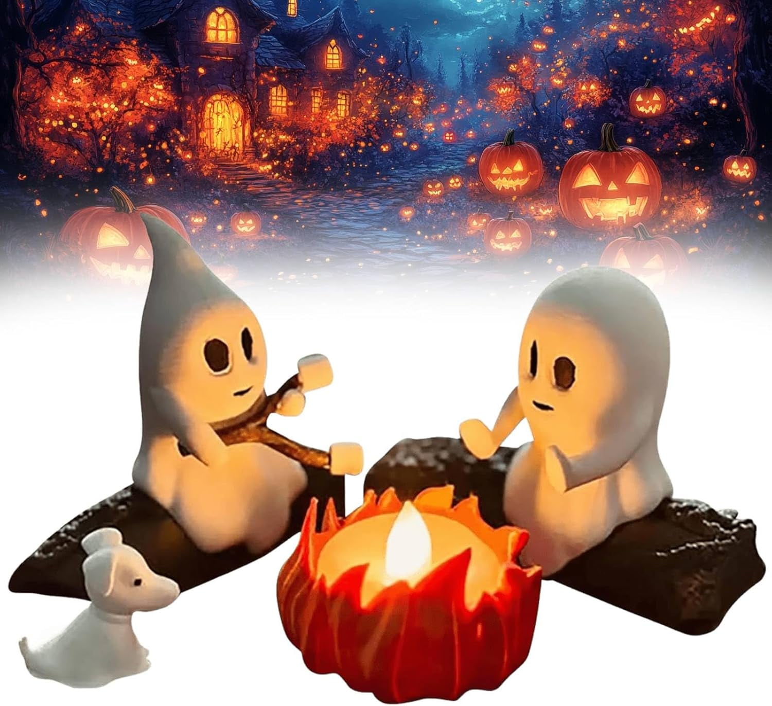 Ghost Campfire Gathering, 3D Ghost Campfire Flickering Night Light ...