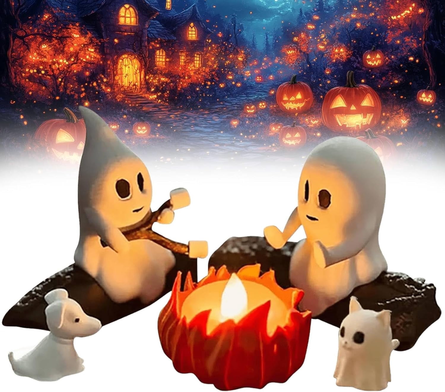 Ghost Campfire Gathering, 3D Ghost Campfire Flickering Night Light ...