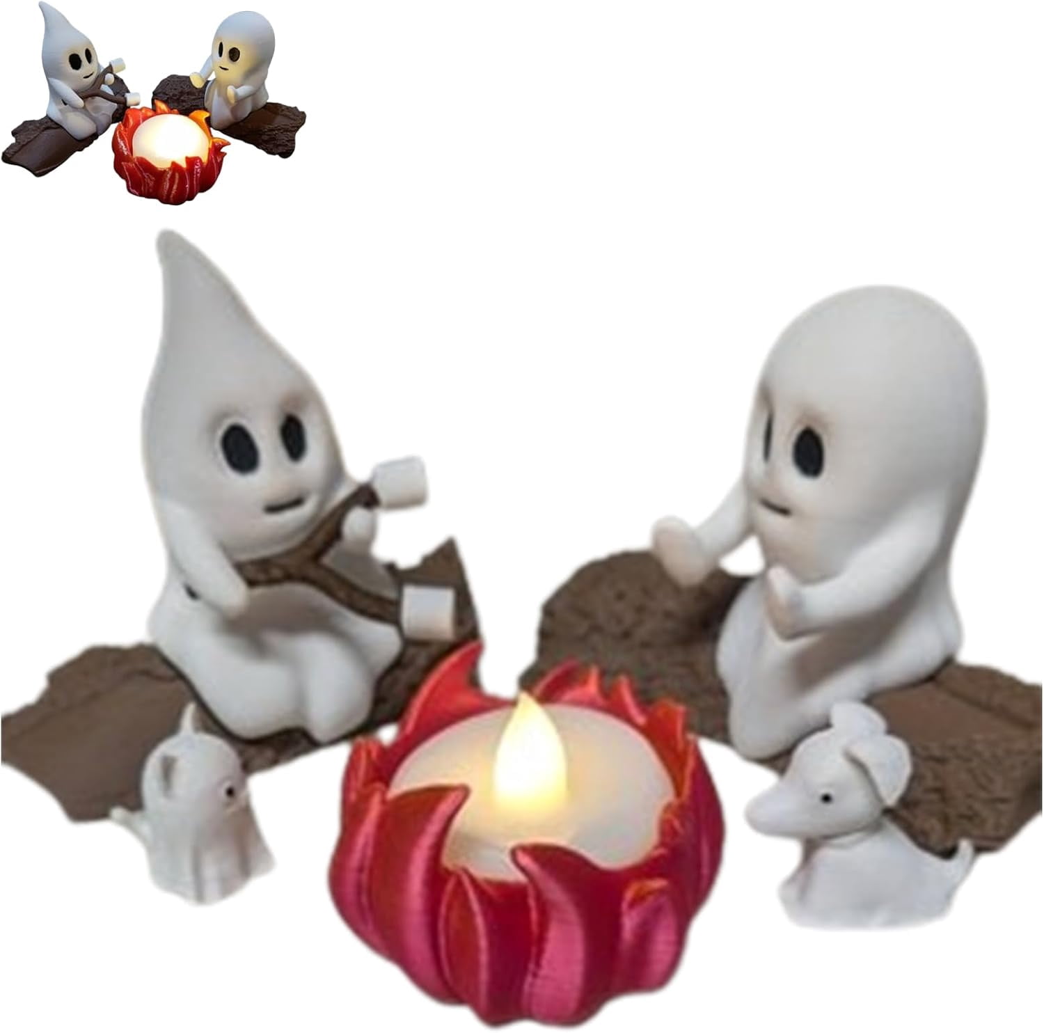 Ghost Campfire Gathering, 3D Printed Cute Ghost Ornaments, Cute Statues ...