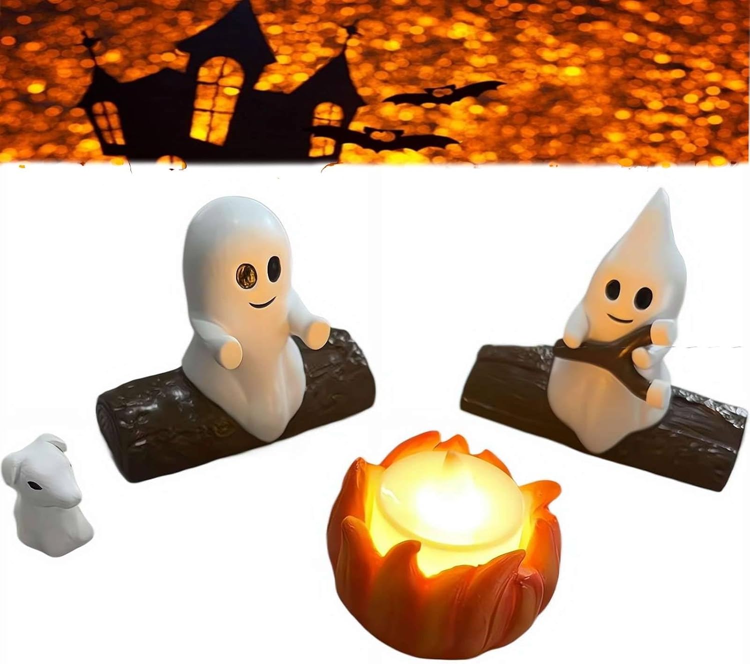 Ghost Campfire Gathering,Ghost Campfire Nightlight,2 Ghosts Roasting ...