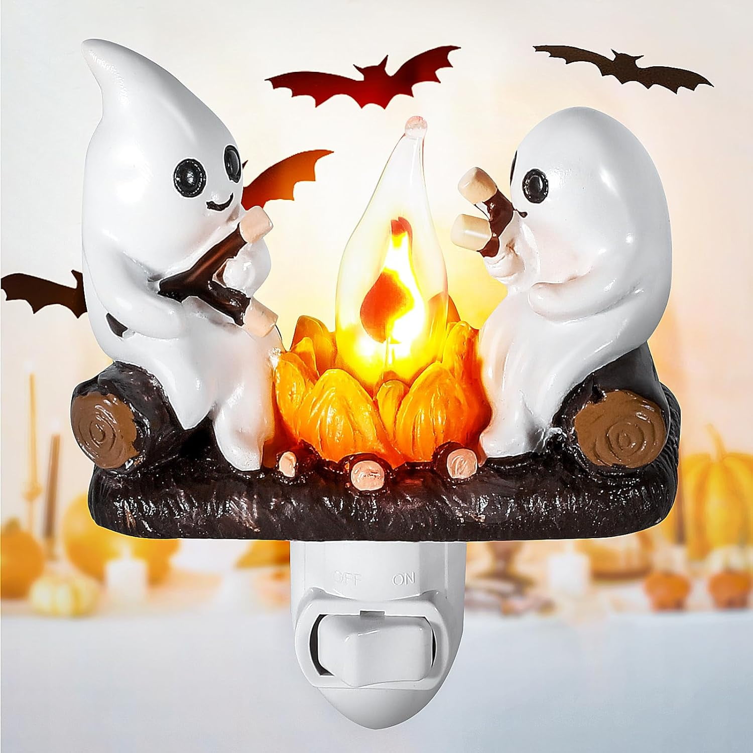 Ghost Campfire Night Light, Halloween Decor Ghost Nightlight,3D LED ...