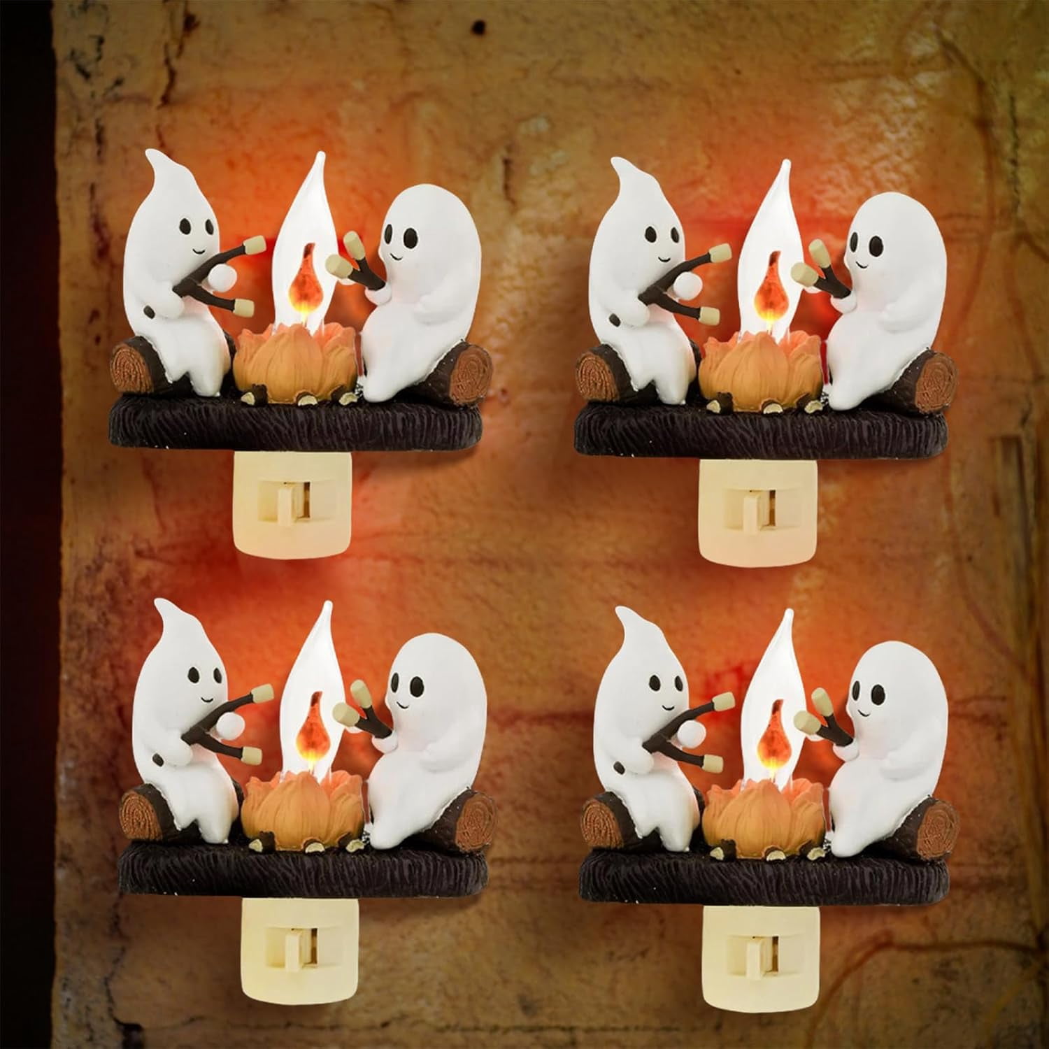 Ghost Campfire Nightlight，3D LED Fake Fire Spooky Wall Decor Ghost ...