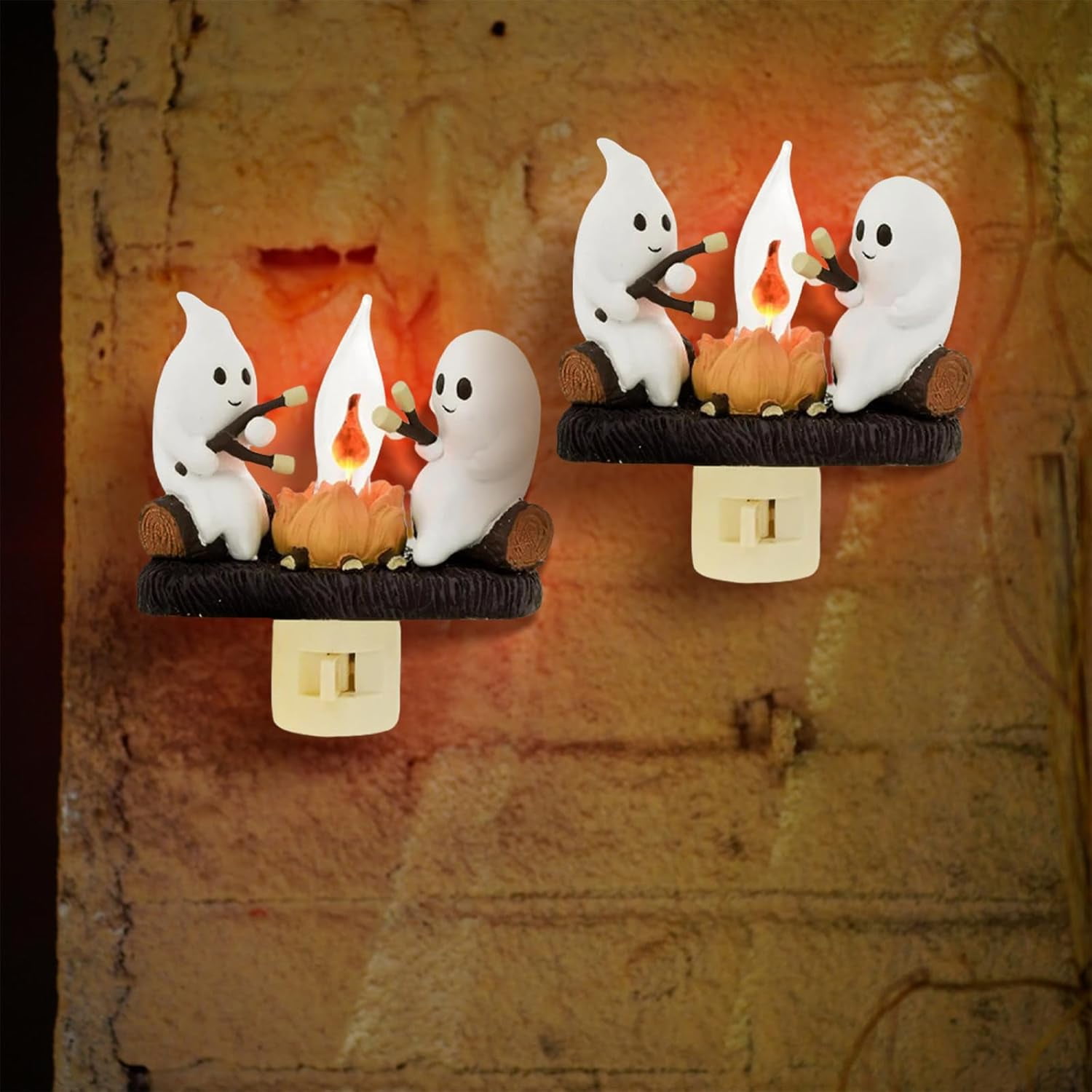 Ghost Campfire Nightlight, 3D LED Fake Fire Spooky Wall Decoration ...