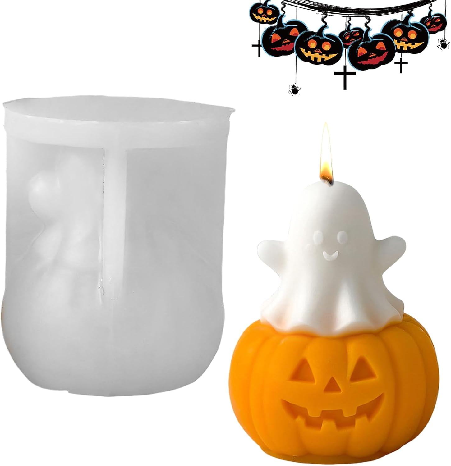 Ghost Candy Molds,Halloween Ghost Holding Pumpkin Epoxy Resin Making ...