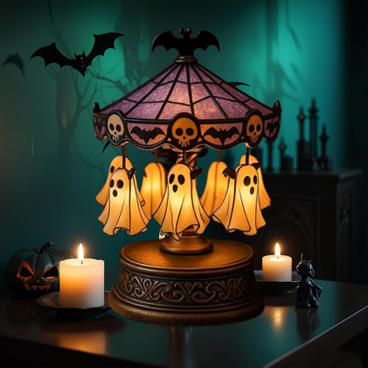 Ghost Carousel Lights, Adorable Halloween Ghost Night Light ...