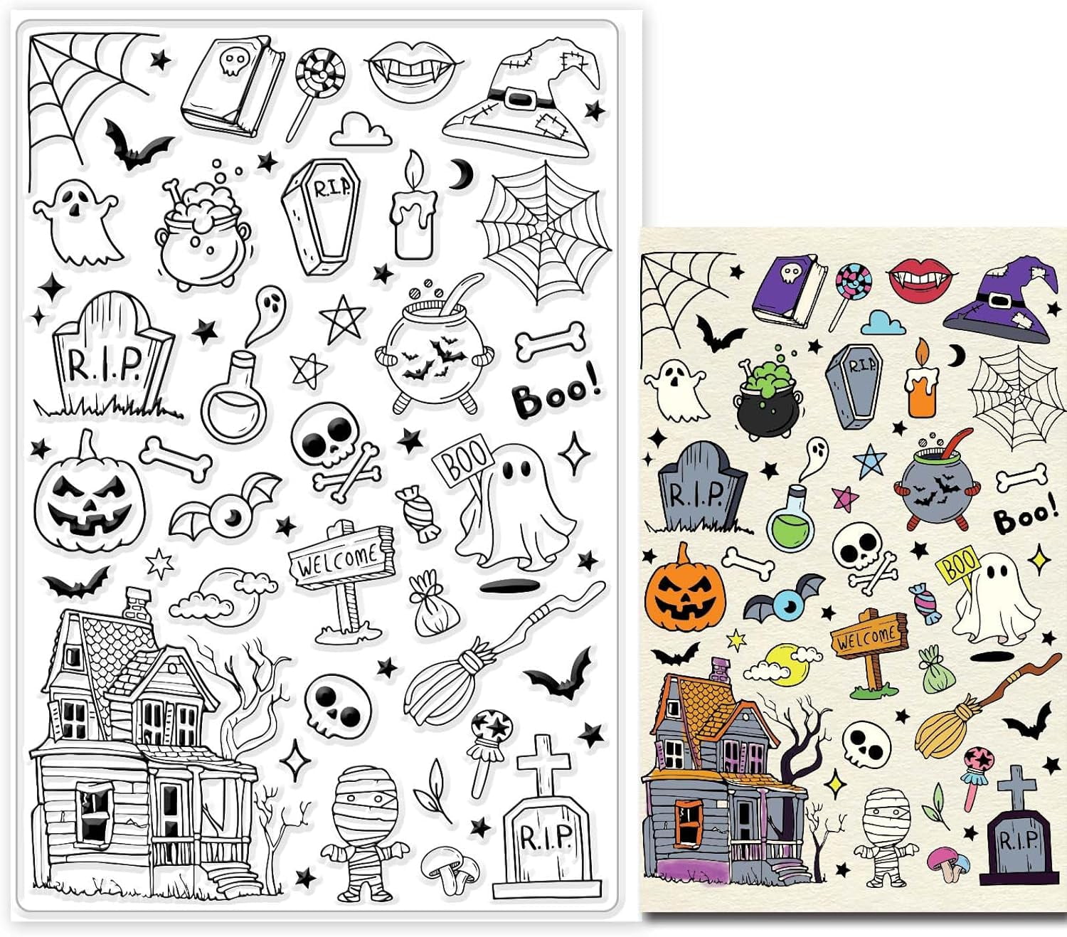 Ghost Clear Stamps for DIY Scrapbooking Pumpkin Zombie Tombstone ...