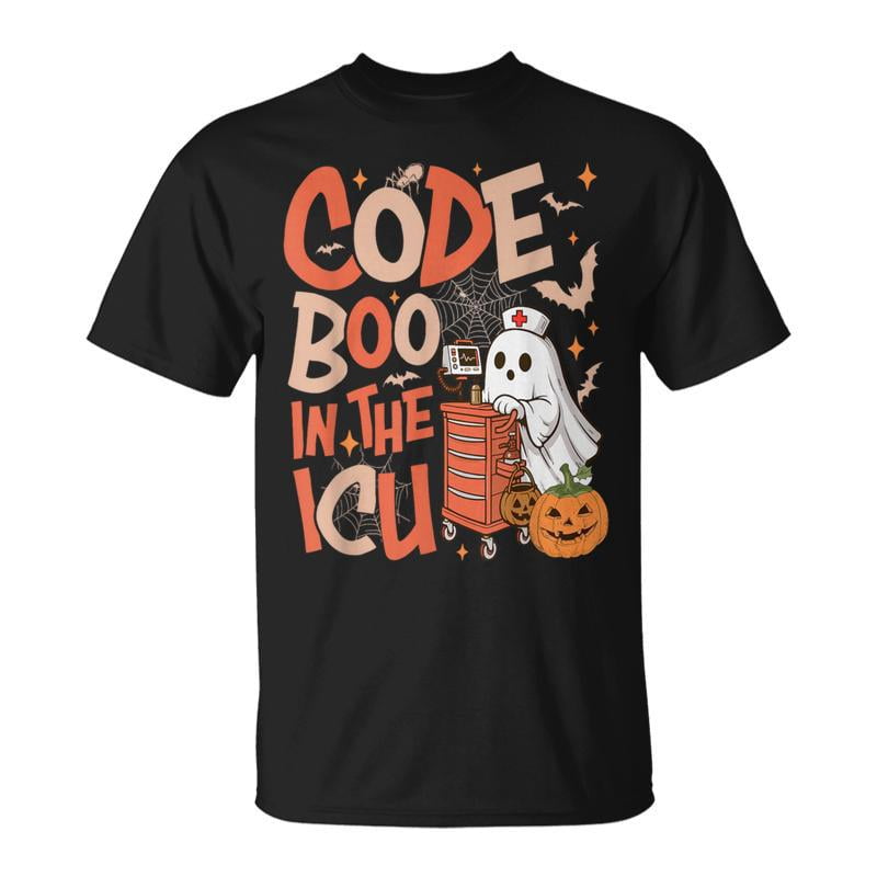 Ghost Code Boo In The Icu Nursing Nurse Halloween Costume TShirt ...