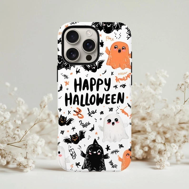 Ghost Collage Spooky iPhone Case with 11 to 16 Pro Max, Stylish Autumn ...