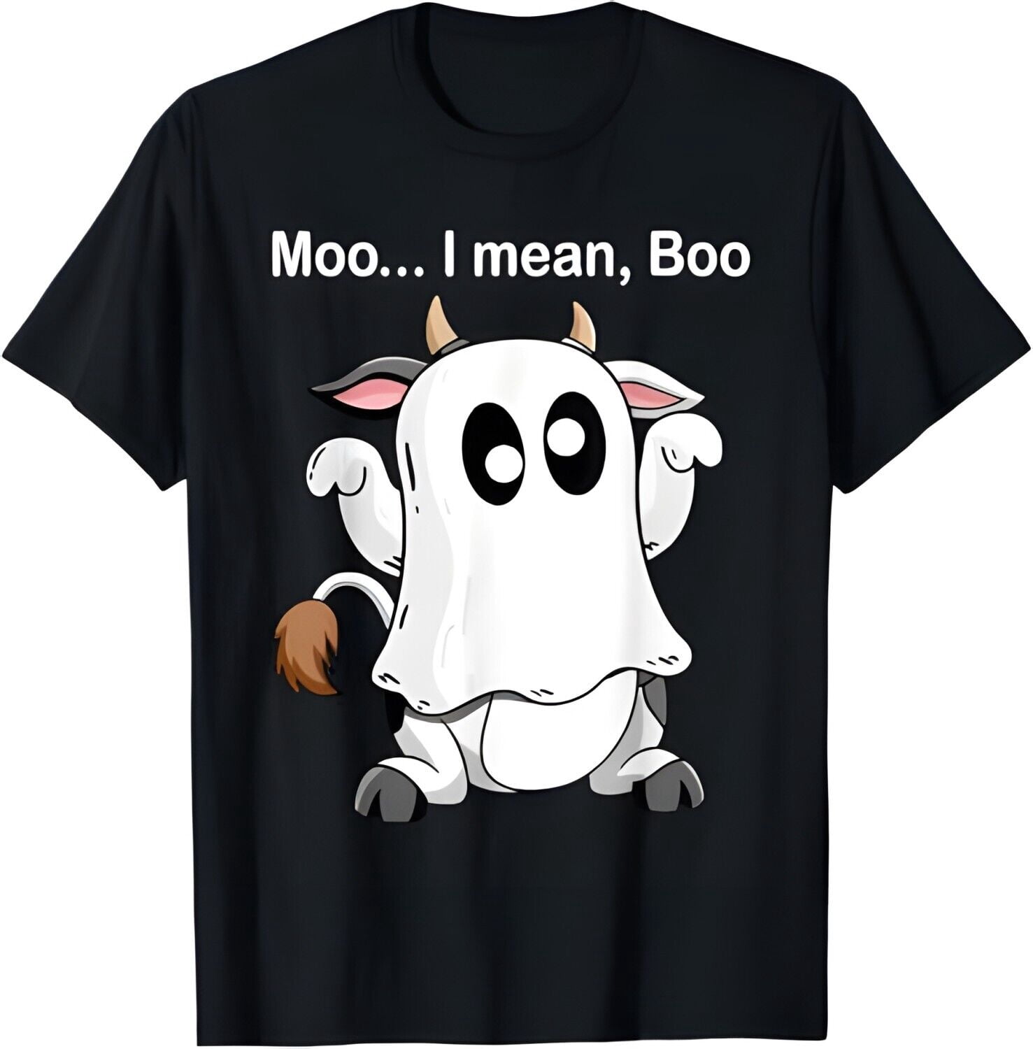 Ghost Cow Moo I Mean Boo Halloween Outfit Funny Cow Lover T-Shirt ...