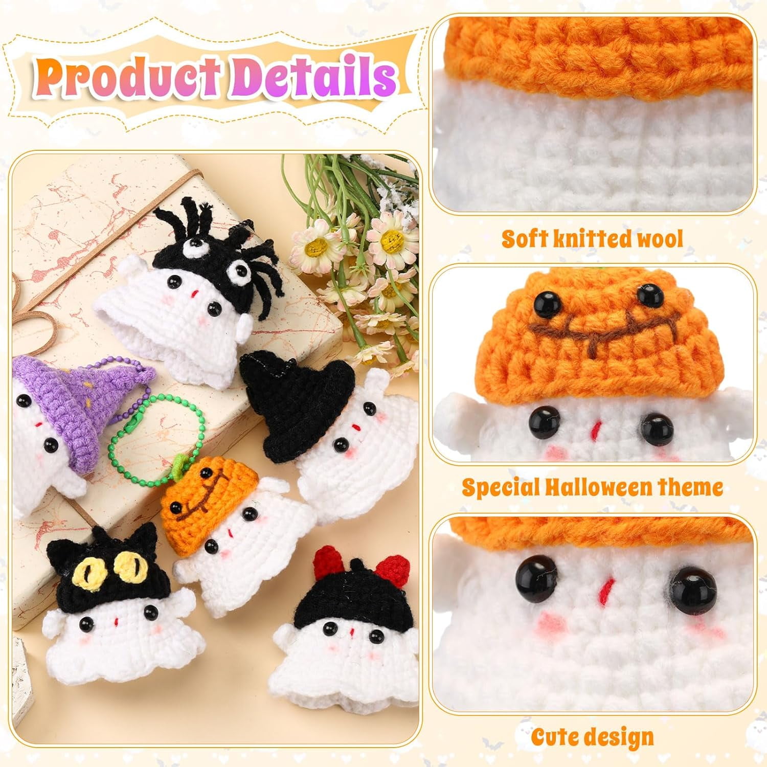 Ghost Crochet Halloween Positive Mini Crochet Ghost Emotional Knitting ...
