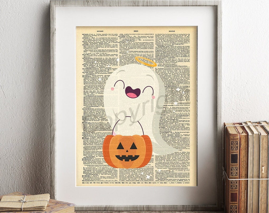 Ghost Cute Dictionary Art Print ,Decor For Living Room Bedroom, 24x36 ...