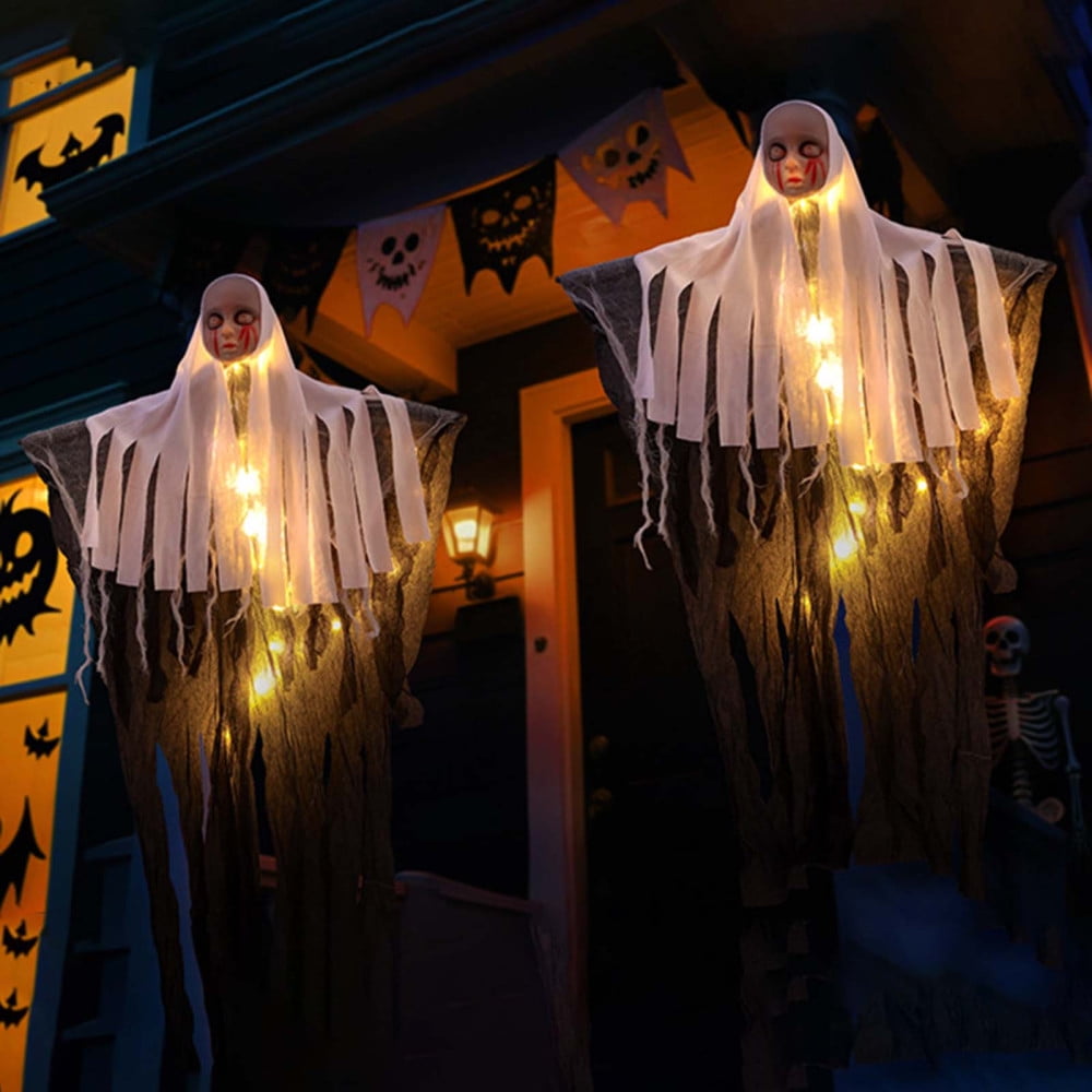 Ghost Decor Spooky Ghost with LED Light 33.4 Inch Halloween Decorations ...