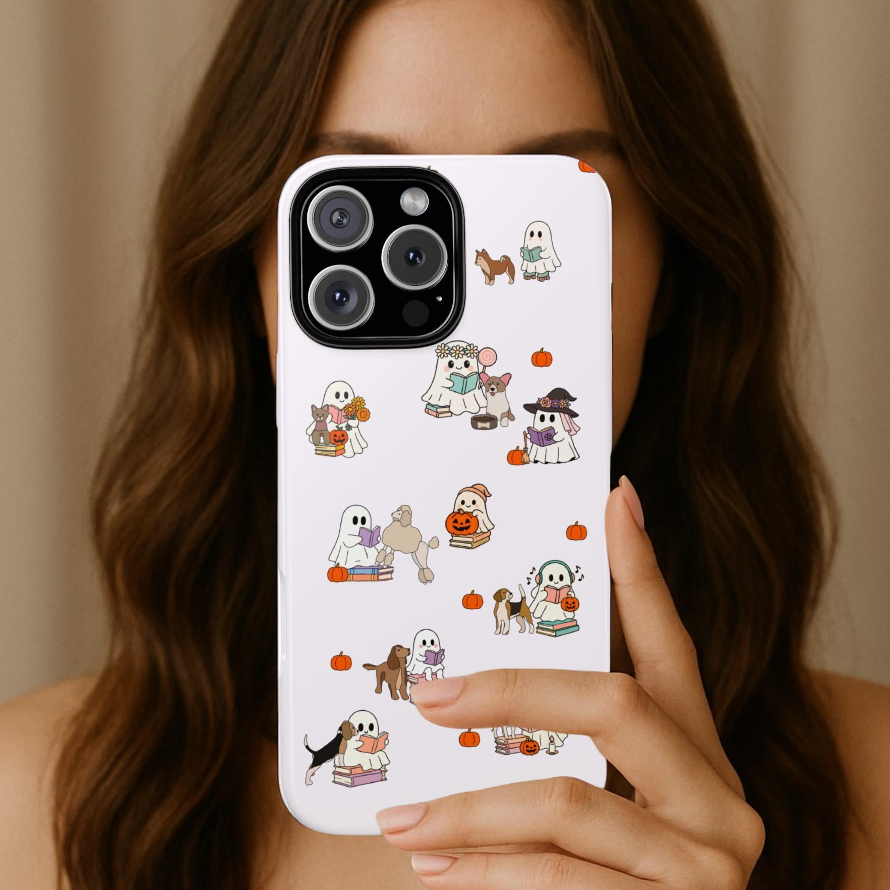 Ghost Dog Book Lover Gothic Fall Case for iPhone 17 11 12 13 14 15 16 ...