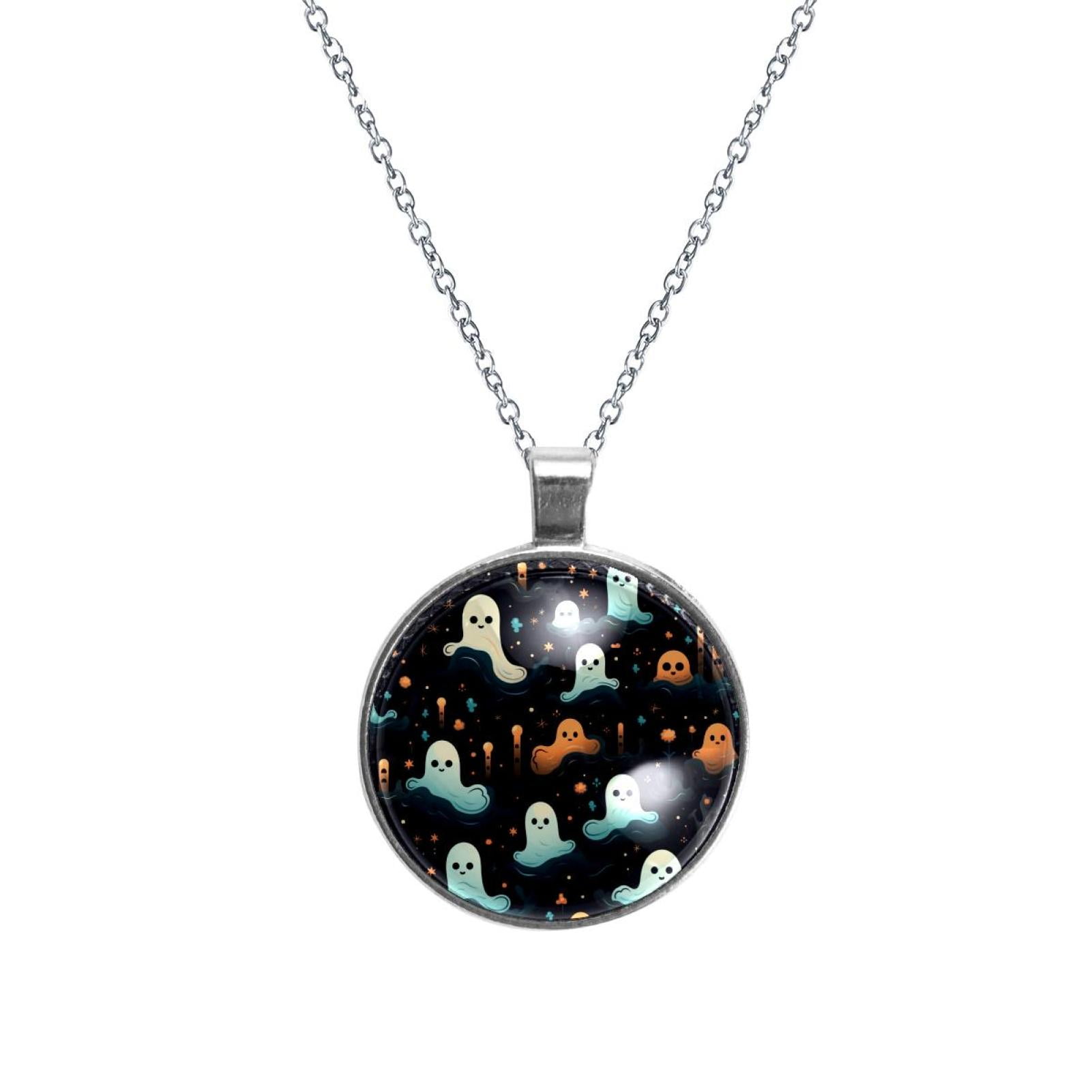 Ghost Elegant Circular Pendant Necklace with Glass Design for Women ...