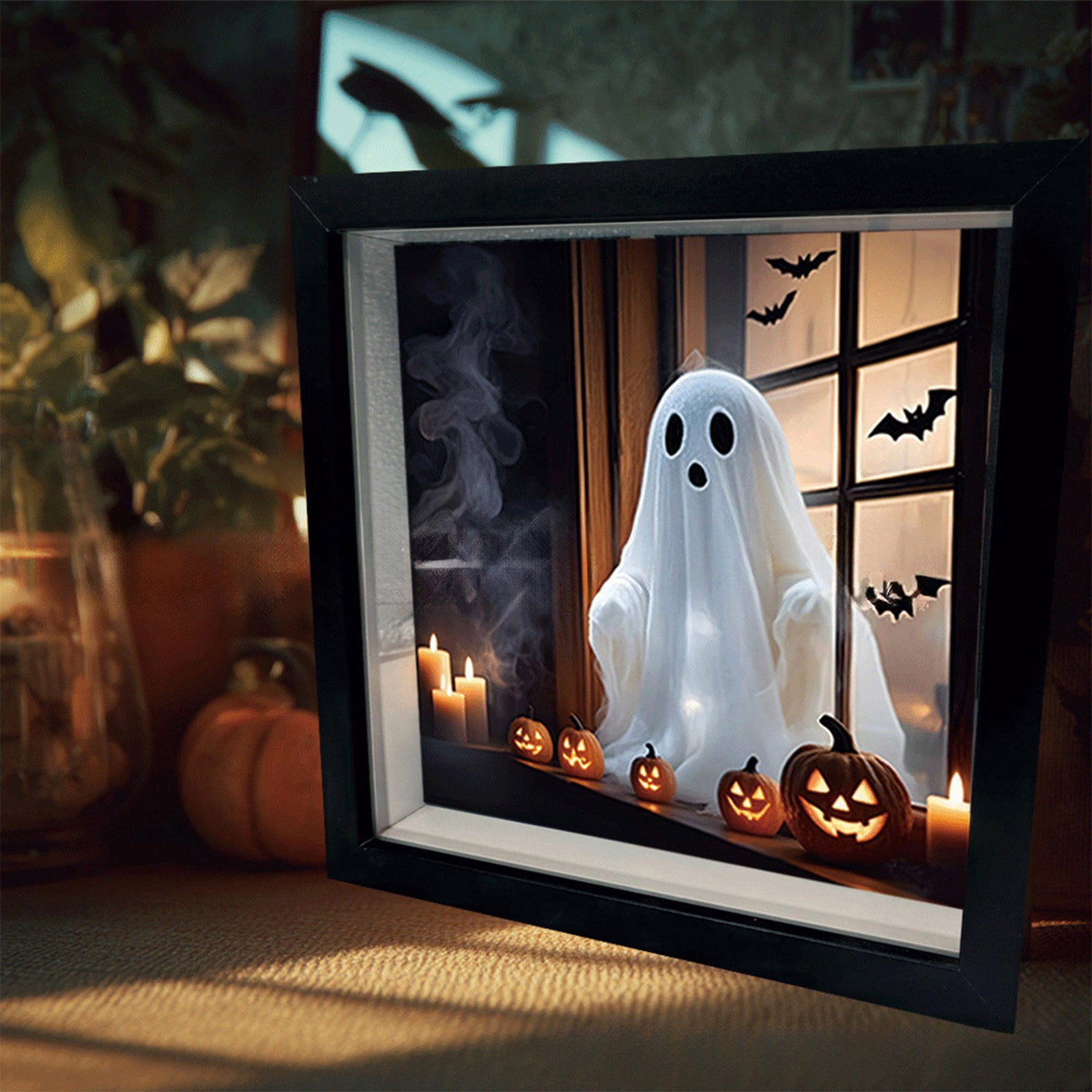 Ghost Emerging from Window Night Lamp - Spooky Halloween Decor Lamp ...