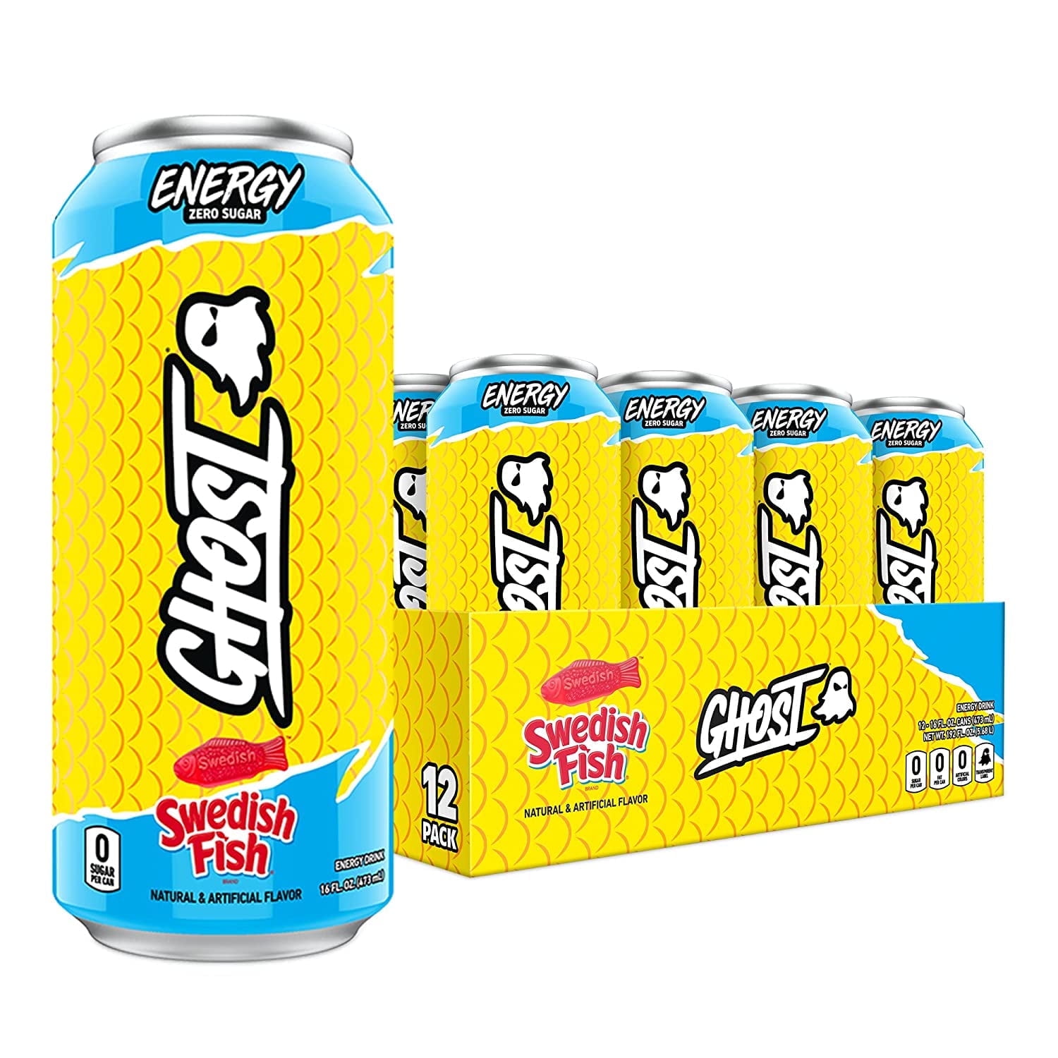 GHOST Zero Sugar Multipack Energy Drink, Authentic SWEDISH FISH Flavor ...