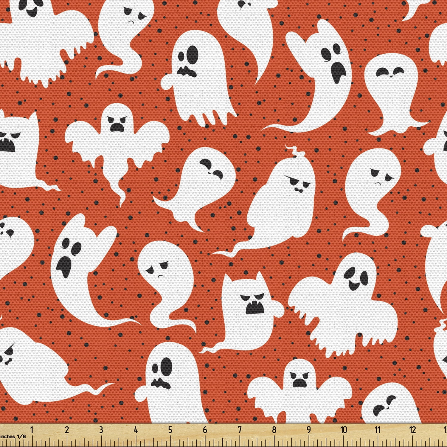Ambesonne Ghost Fabric by the Yard Upholstery, Funny Halloween ...