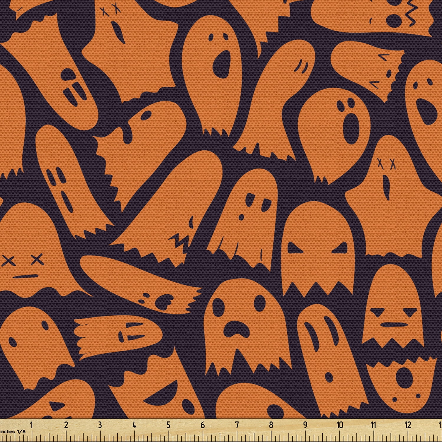 Ambesonne Ghost Fabric by the Yard Upholstery, Hand-drawn Ghosts ...