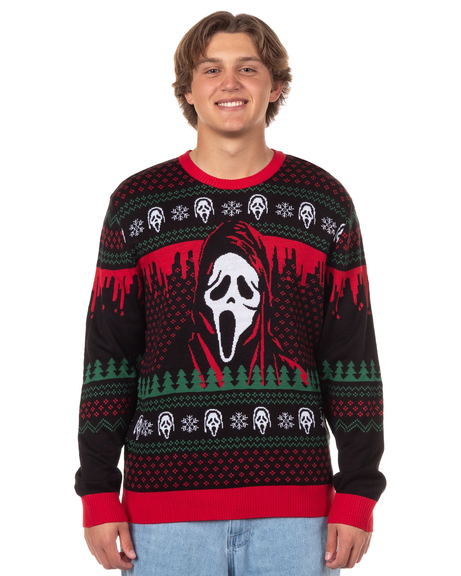 Ghost Face Adult Ugly Christmas Sweater Ghostface Knit Holiday Pullover ...