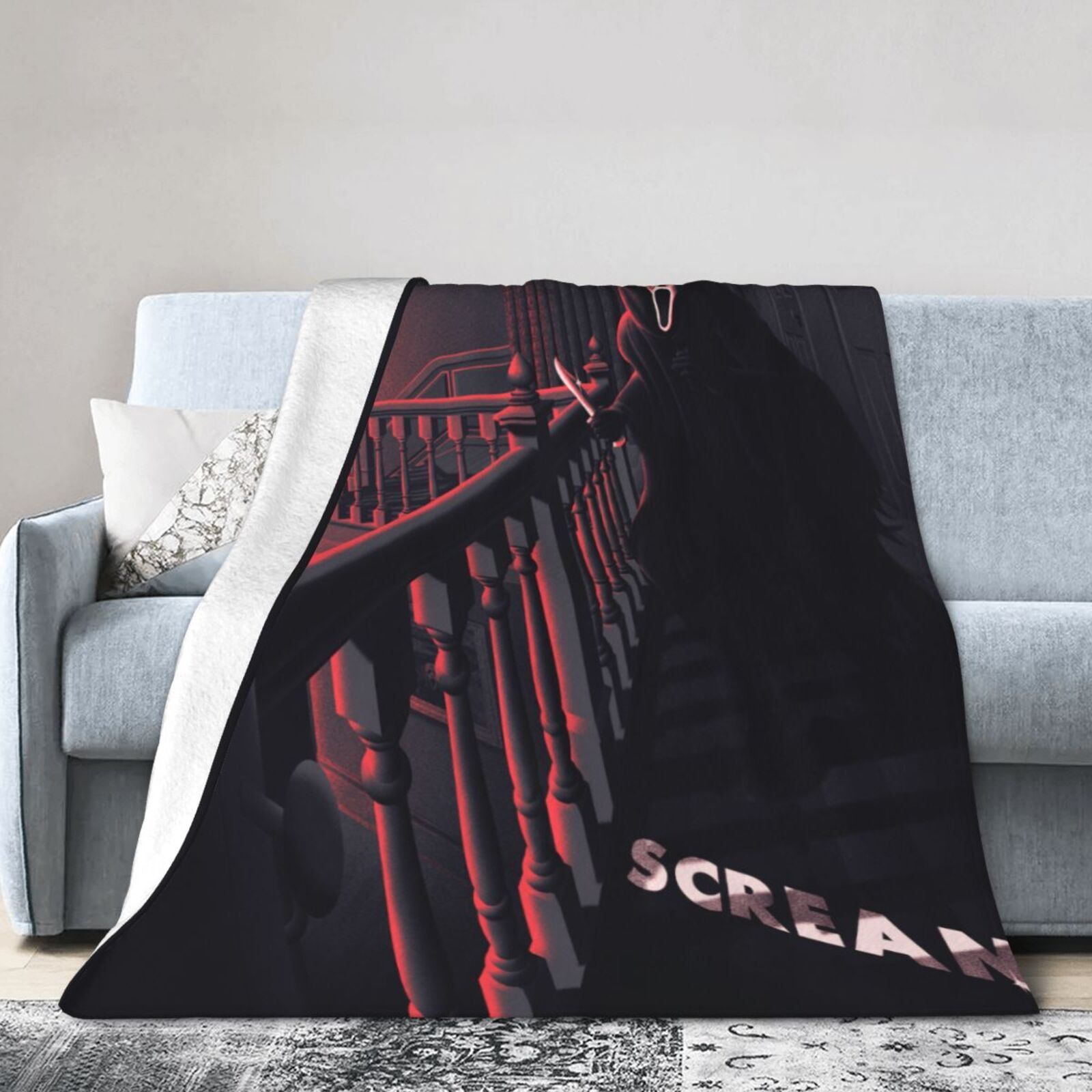 Ghost-Face Throw Blanket,Horror Movie Flannel Blanket for Kids Couch ...