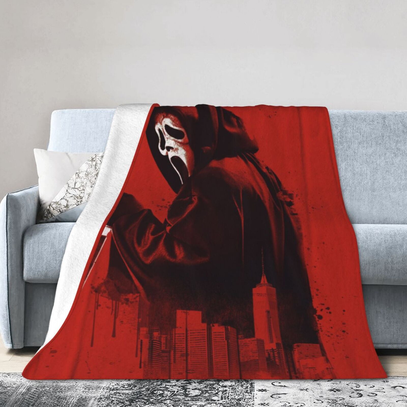 Ghost-Face Throw Blanket,Horror Movie Flannel Blanket for Kids Couch ...