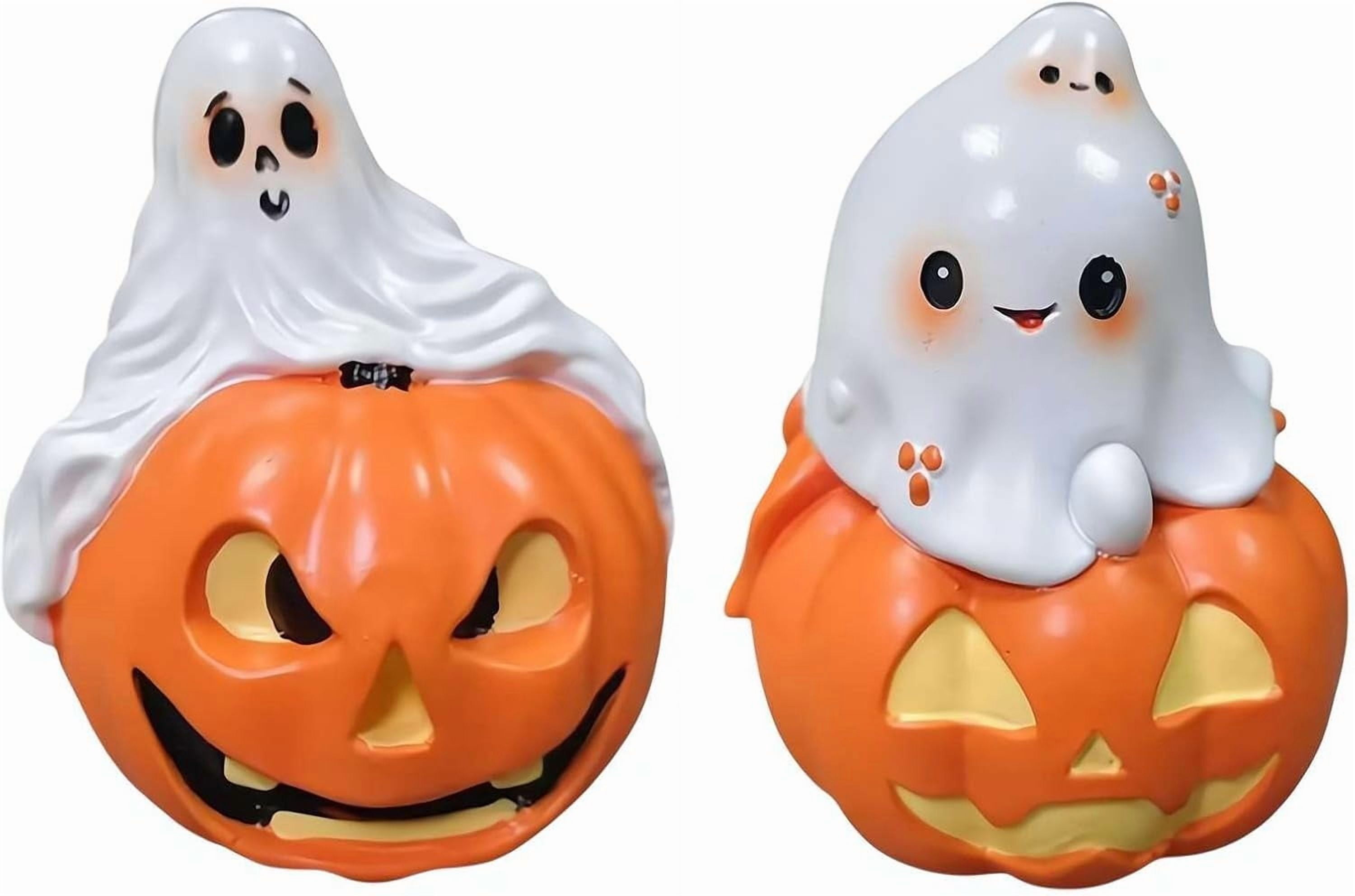 Ghost Figurine Halloween Decorations, Cute Resin Ghosts with Pumpkin ...