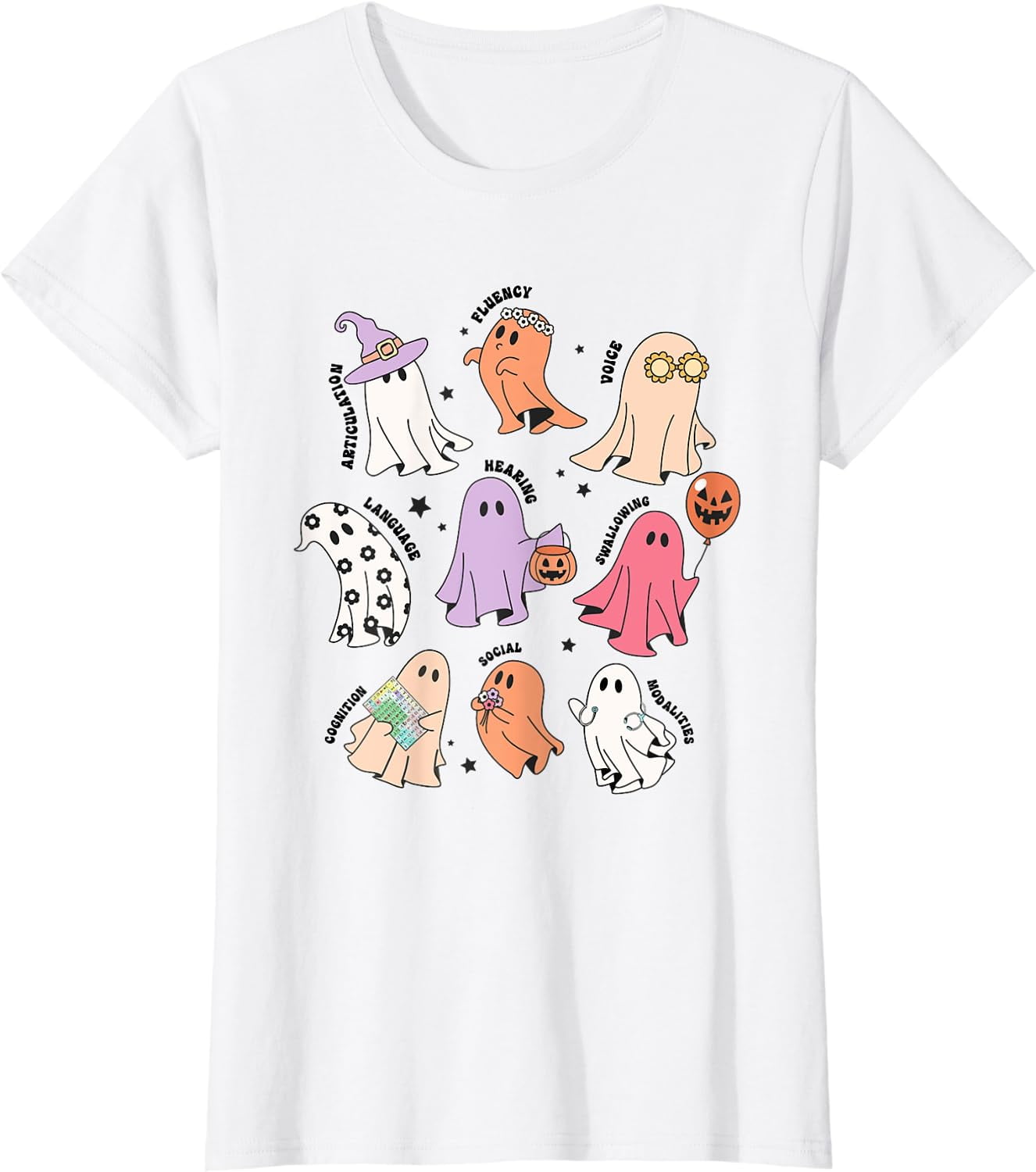 Ghost Friends Halloween AAC SLP Squad Speech Language T-Shirt - Walmart.com