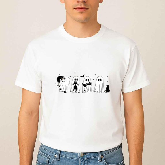 Ghost Friends Holding Cats Funny Halloween Graphic For Unisex T-Shirt ...