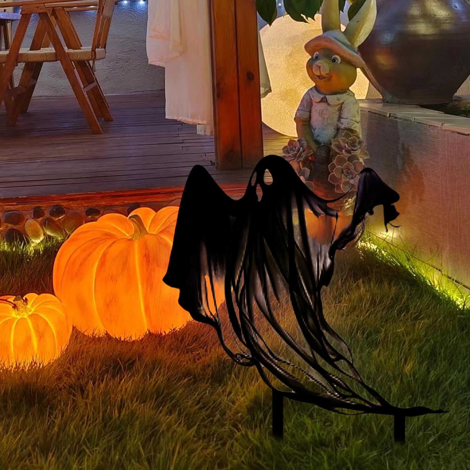 Ghost Garden Decorations - Whimsical Metal Ghost Yard Stakes ...
