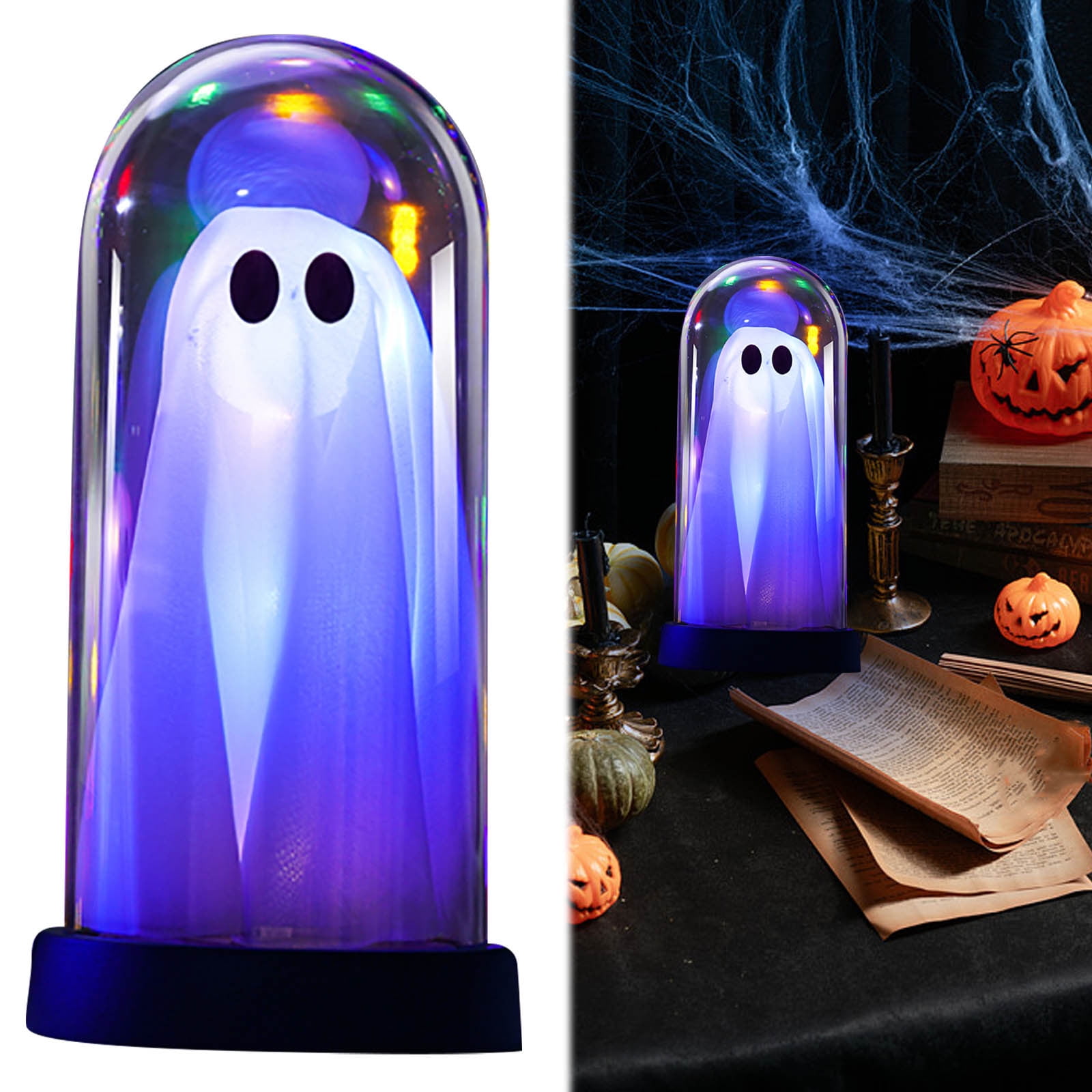 👻Ghost Glass Display Cloche,Halloween Light Up Ghost In Glass Cloche ...