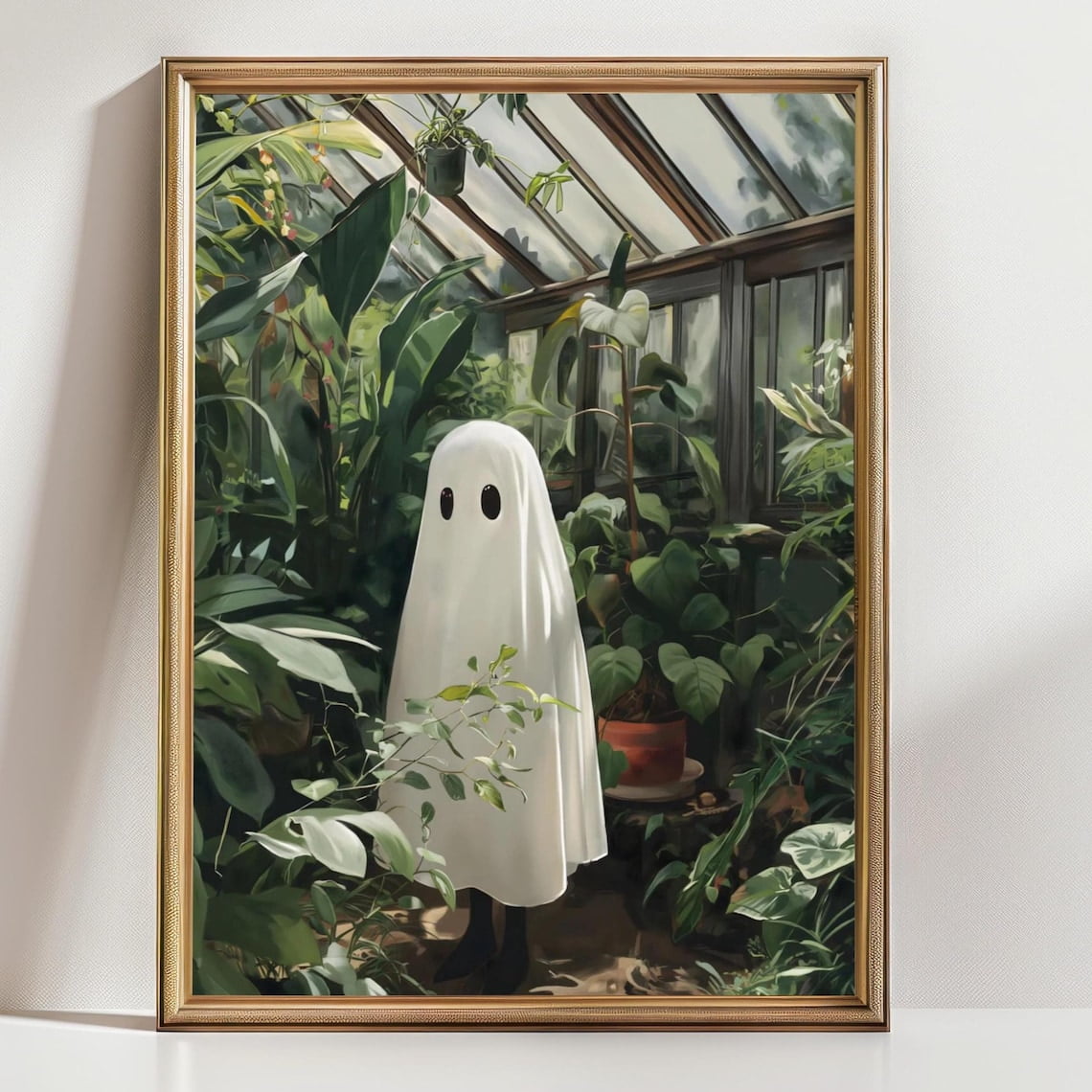 Ghost In Greenhouse Art Print – Whimsical Spooky Wall Decor, Plant ...