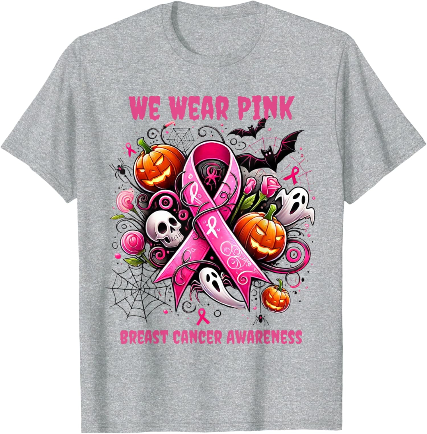 Ghost Halloween Breast Cancer Awareness Design for Spooky Support and ...
