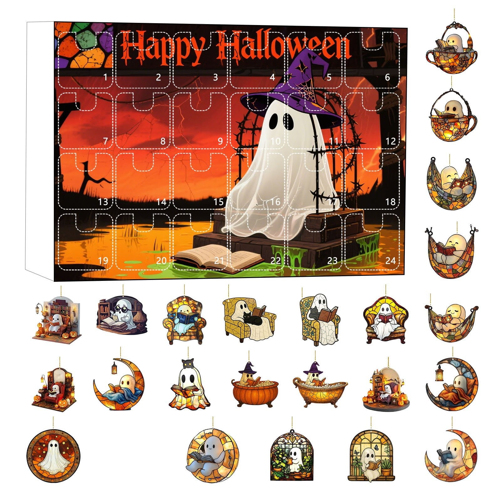 Ghost Halloween Countdown Blind Box Flat, Halloween Advent Calendar ...
