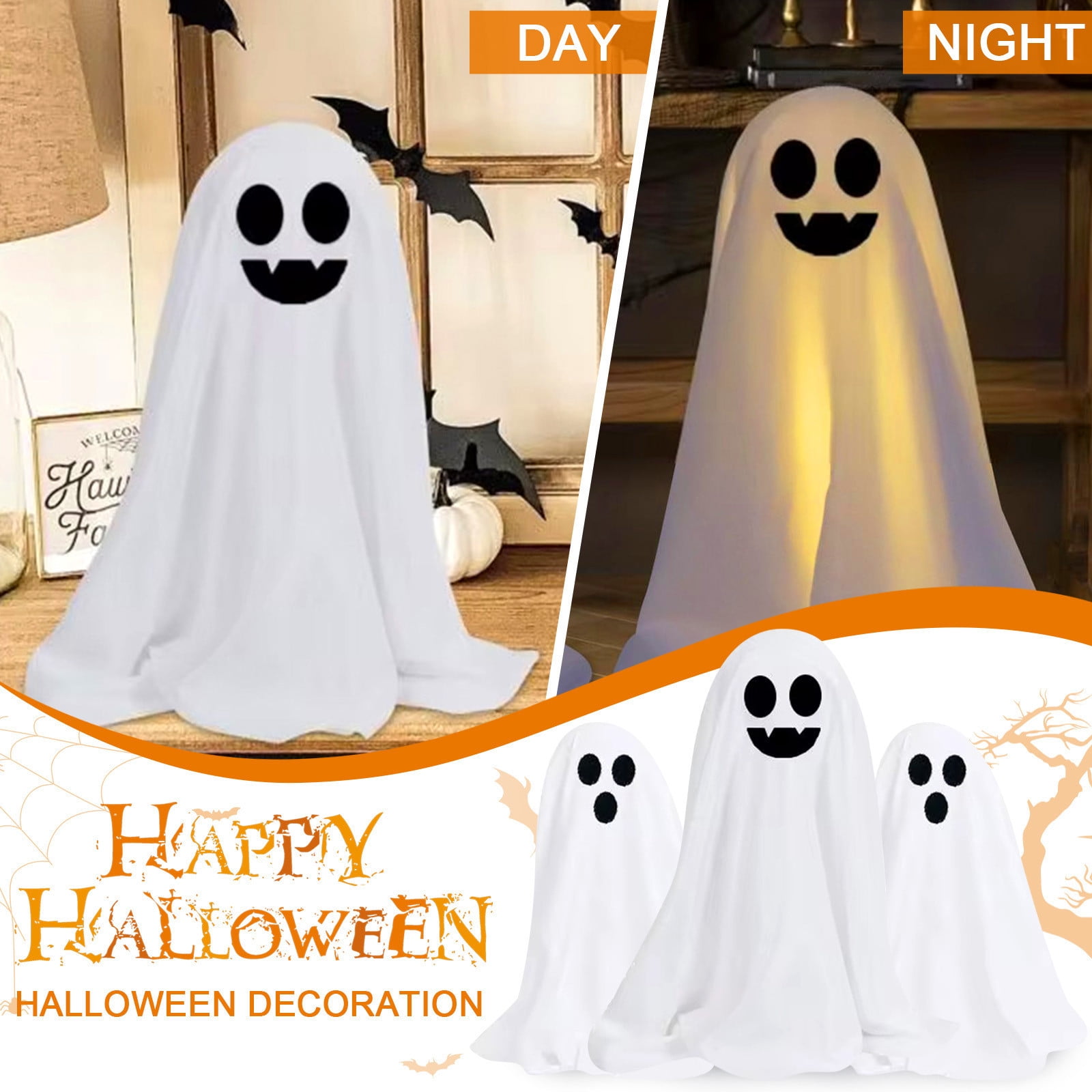 Ghost Halloween Patio Decorations Outdoor Remote Control Halloween Yard ...