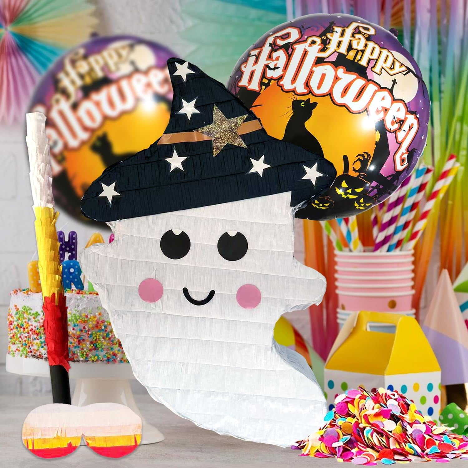 Ghost with Hat Pinatas, Halloween Theme Party Decorations, Kids October ...