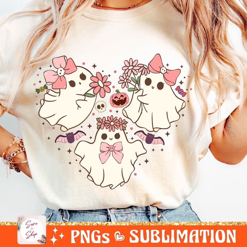 Ghost Heart Shirt, Halloween Shirt, Cute Ghost Png, Spooky Season Png ...