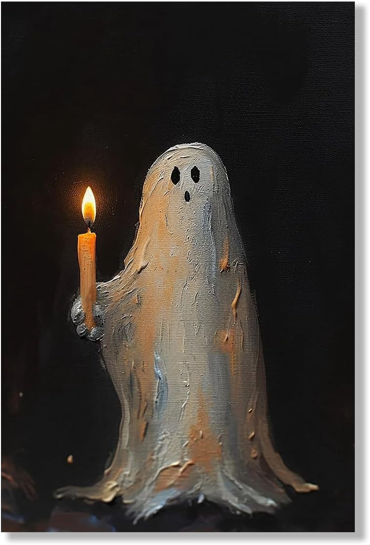 Ghost Holding A Candle Print Poster Haunting Ghost Wall Art Canvas ...