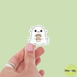 Ghost Holding Cup Coffee Sticker - Walmart.com