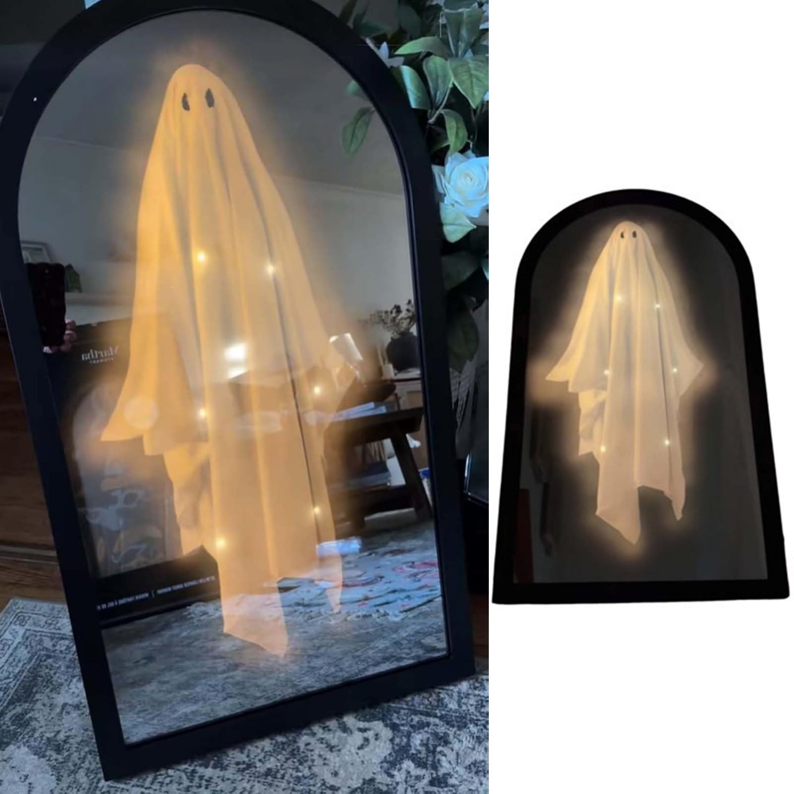 Ghost Hologram Mirror 2025 Halloween 13.78inch Ghost Mirror, Spooky ...