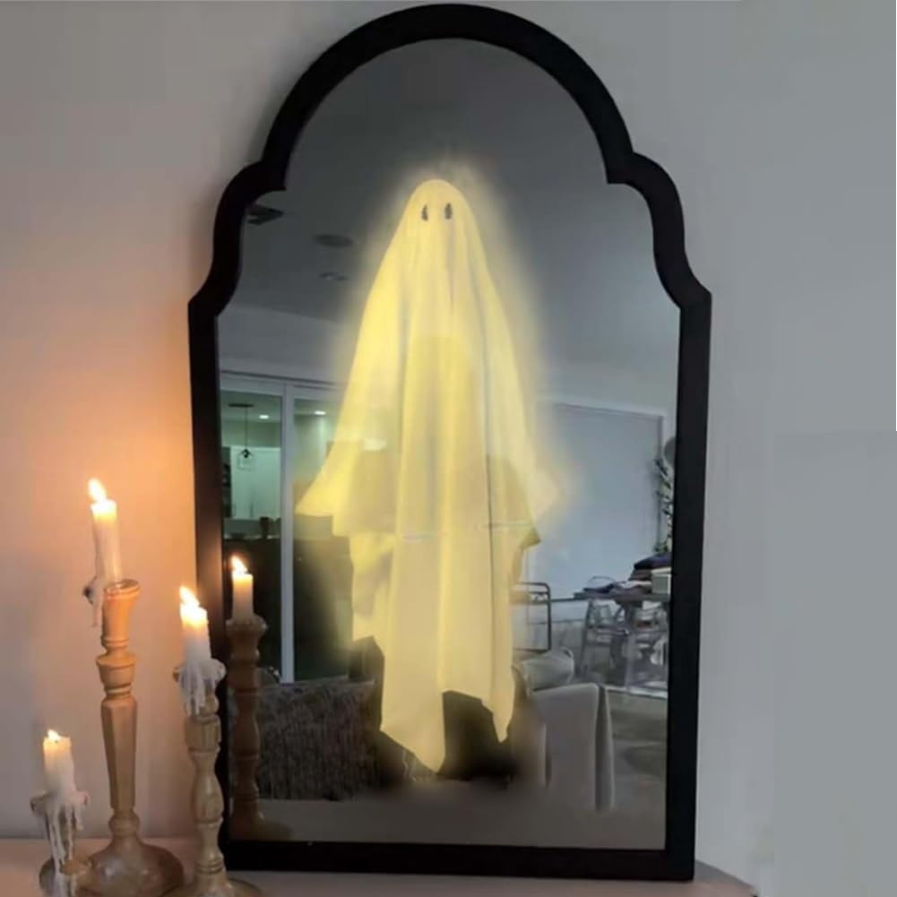 Ghost Hologram Mirror 2025 Spooky Halloween 21.65inch Ghost Mirror ...