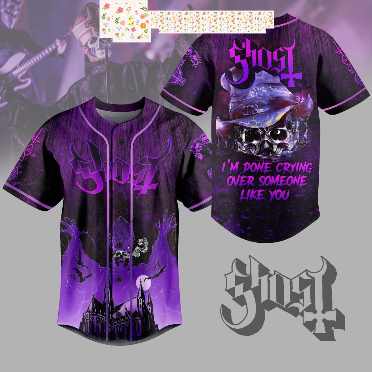 Ghost Im Done Crying Over Someone Like You Personalized Baseball Jersey ...